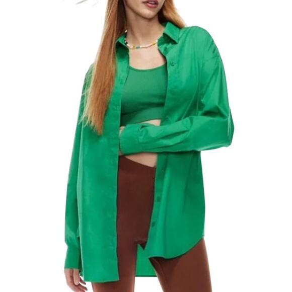 Aritzia | Tops | Aritzia Sundeh Nature Green Cotton Future Button Down ...